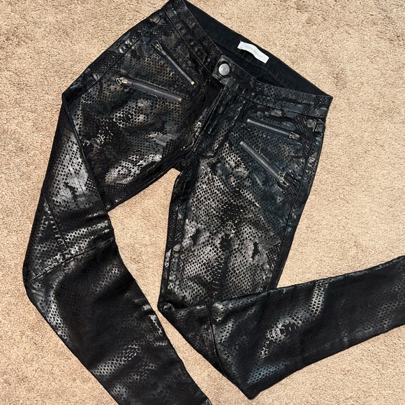 Pierre Balmain | Jeans | New Black Snake Embossed Skinny Jeans By ...